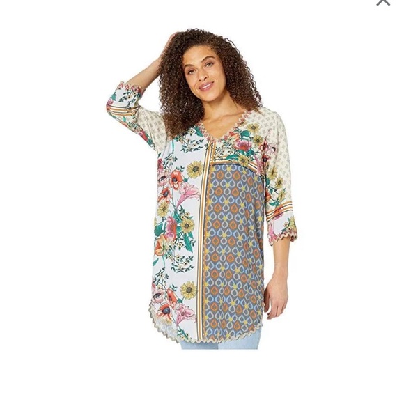 Johnny Was | Tops | Johnny Was Shana Floral Mix Pattern Tunic | Poshmark